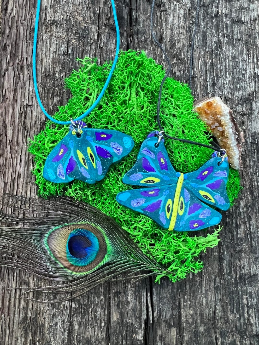 Earthy Neon Moth & Butterfly Pendant Necklaces Choose Your - Etsy