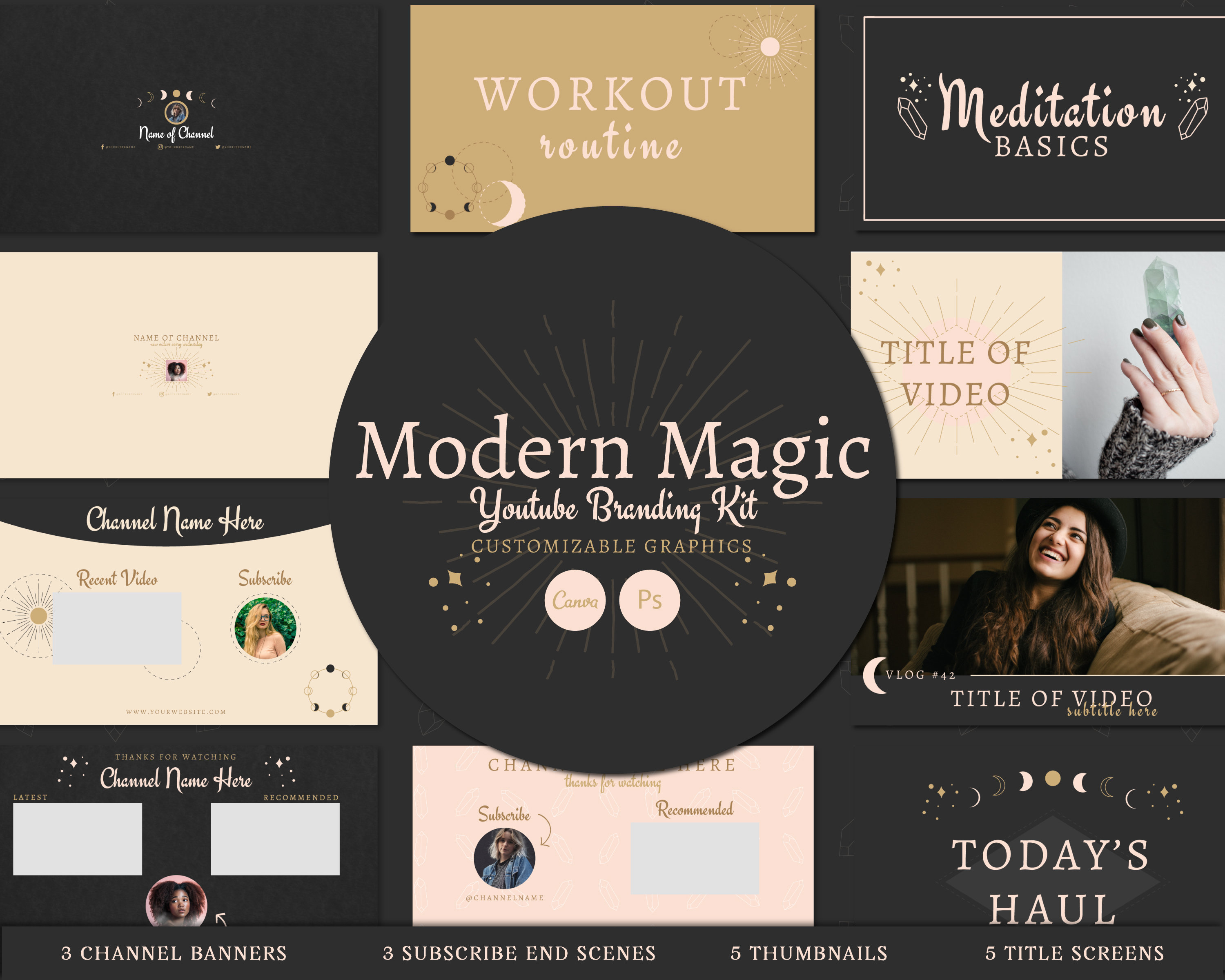 Youtube: Modern Magic Branding Kit - Etsy