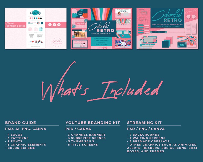 Branding Bundle: Colorful Retro - Etsy