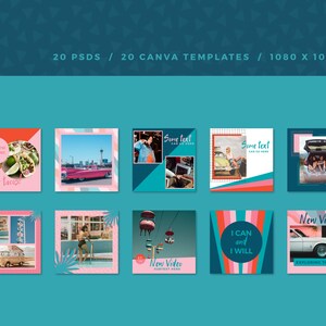 Instagram: Colorful Retro Post Templates - Etsy