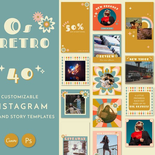 90s Y2K Retro Instagram Templates Psychedelic Instagram Post | Etsy