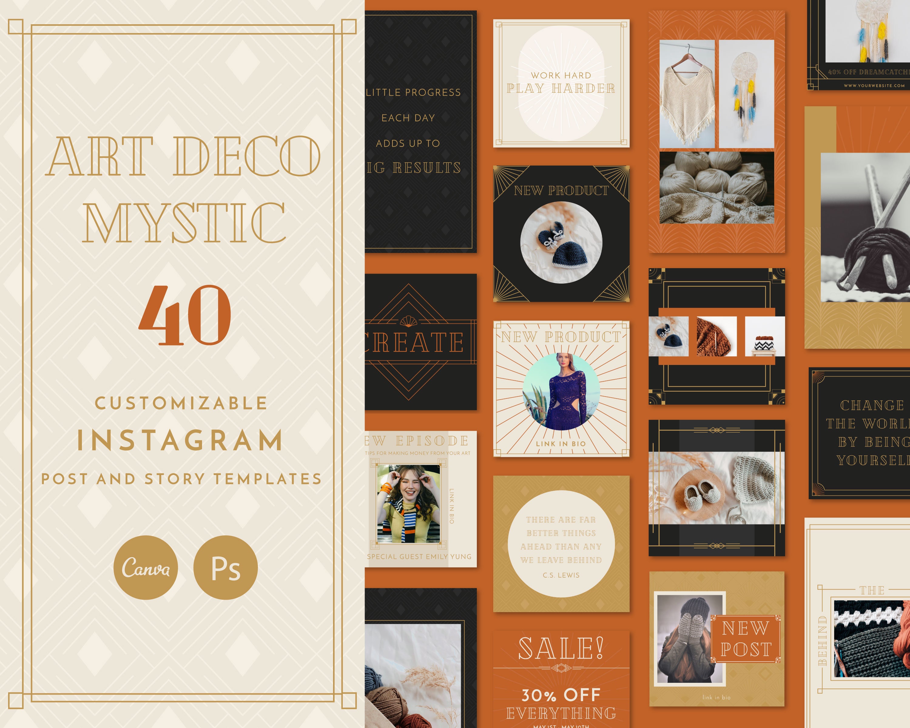 Art Deco Mystic Instagram Story and Post Templates - Etsy