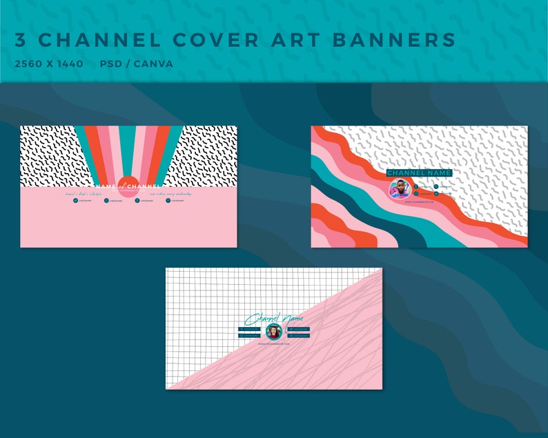 Youtube: Colorful Retro Branding Kit - Etsy