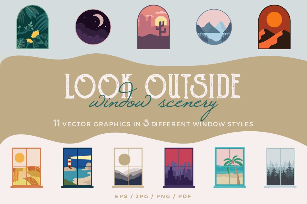 Clipart/icons: Look Outside Window Scenery Logos/art - Etsy