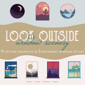 Clipart/icons: Look Outside Window Scenery Logos/art - Etsy