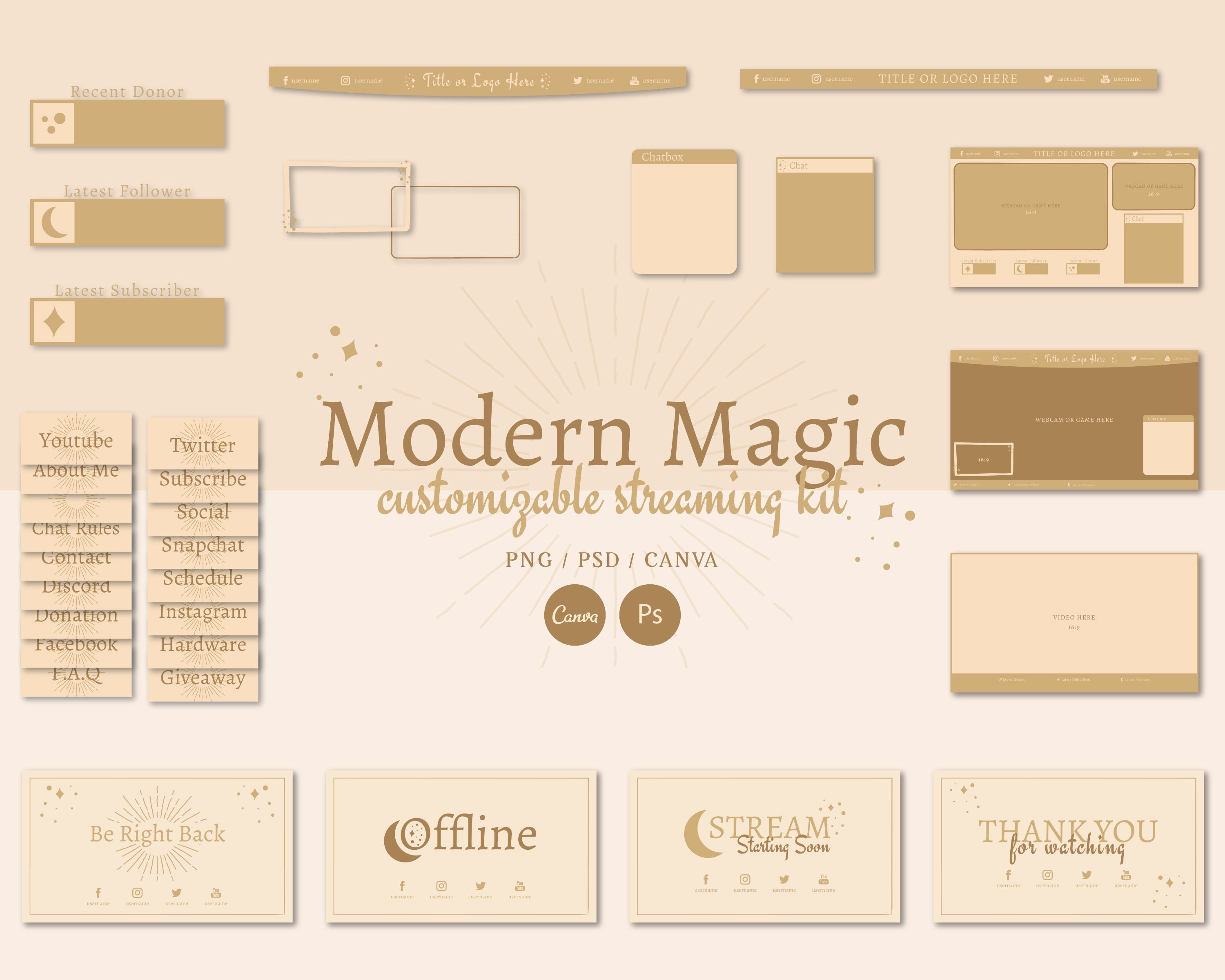 Modern Magic Customizable Twitch Stream Overlay Package - Etsy