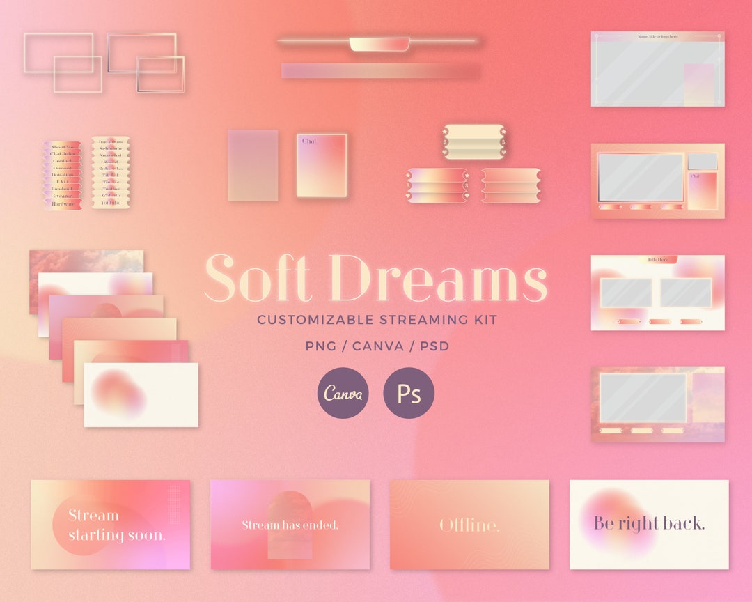 Soft Dreams Twitch Stream Customizable Overlay Package - Etsy