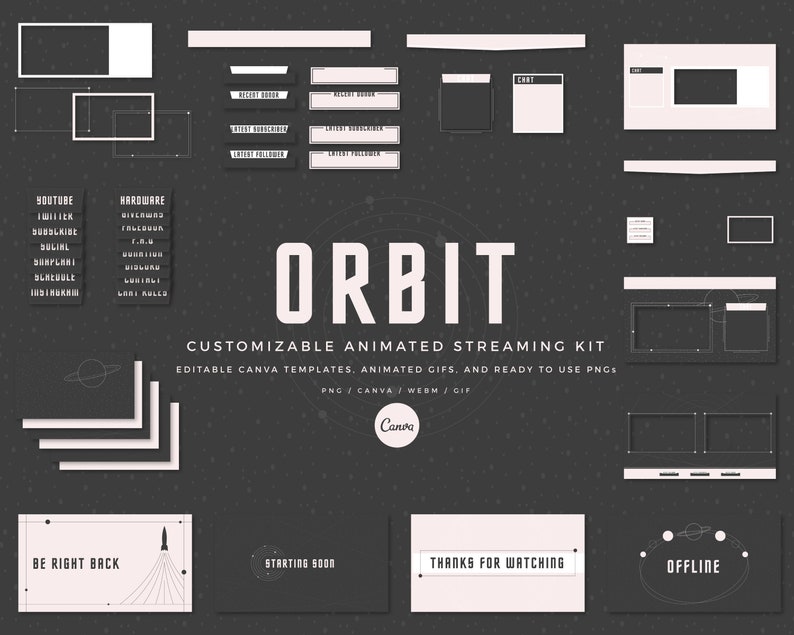 Orbit Customizable Animated Twitch Stream Overlay Package - Etsy