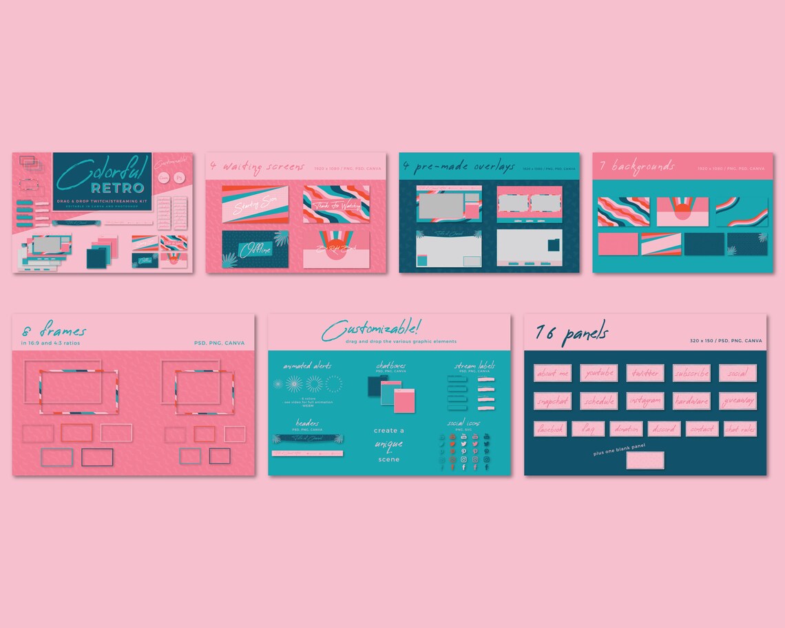 Branding Bundle: Colorful Retro - Etsy