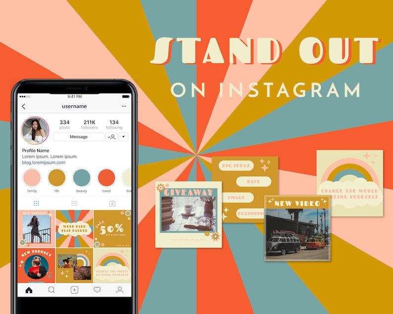 70s Retro Instagram Story and Post Templates - Etsy