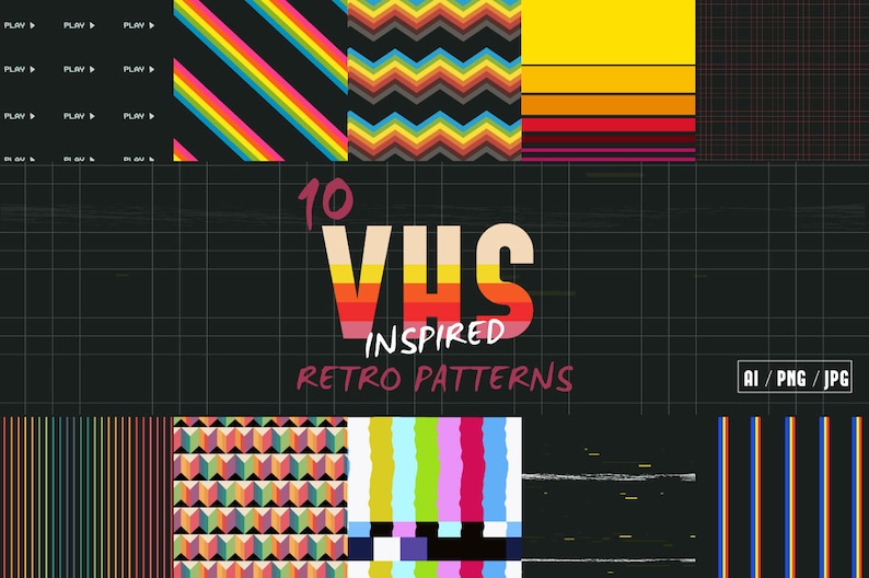Patterns: VHS Themed Retro Vector Seamless Patterns - Etsy