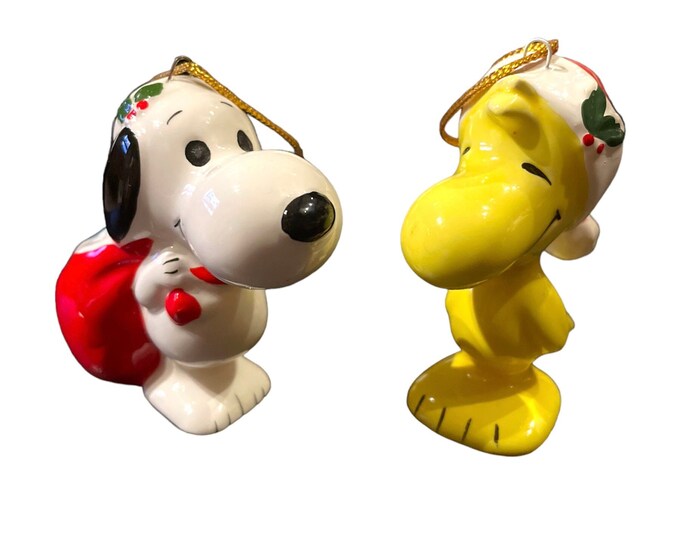 PEANUTS Vintage 1966 Snoopy and 1972 Woodstock Peanuts Ornament Set ...