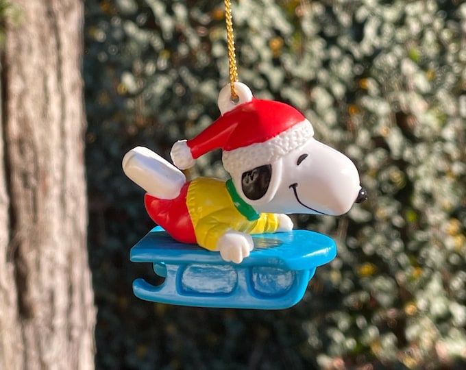 PEANUTS Vintage Snoopy Riding Blue Sled Ornament| Holiday Decor| Tree ...