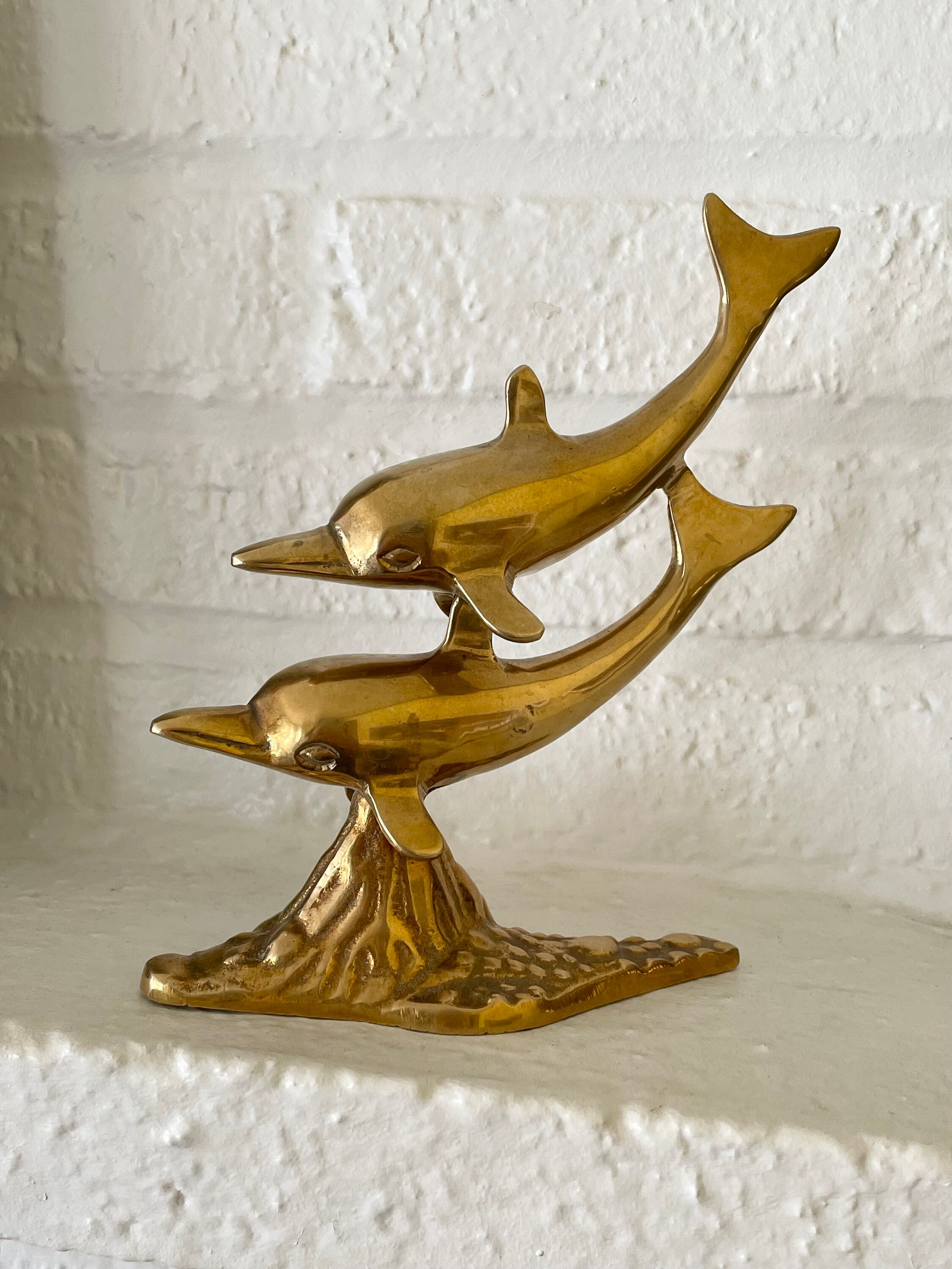 Vintage Brass Swimming Dolphins Figurine Book Shelf Book - Etsy