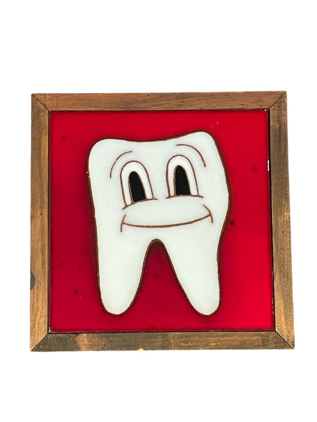 Vintage Friendly Tooth Tile| Made in Italy| Rustic Wood Frame| Rare ...