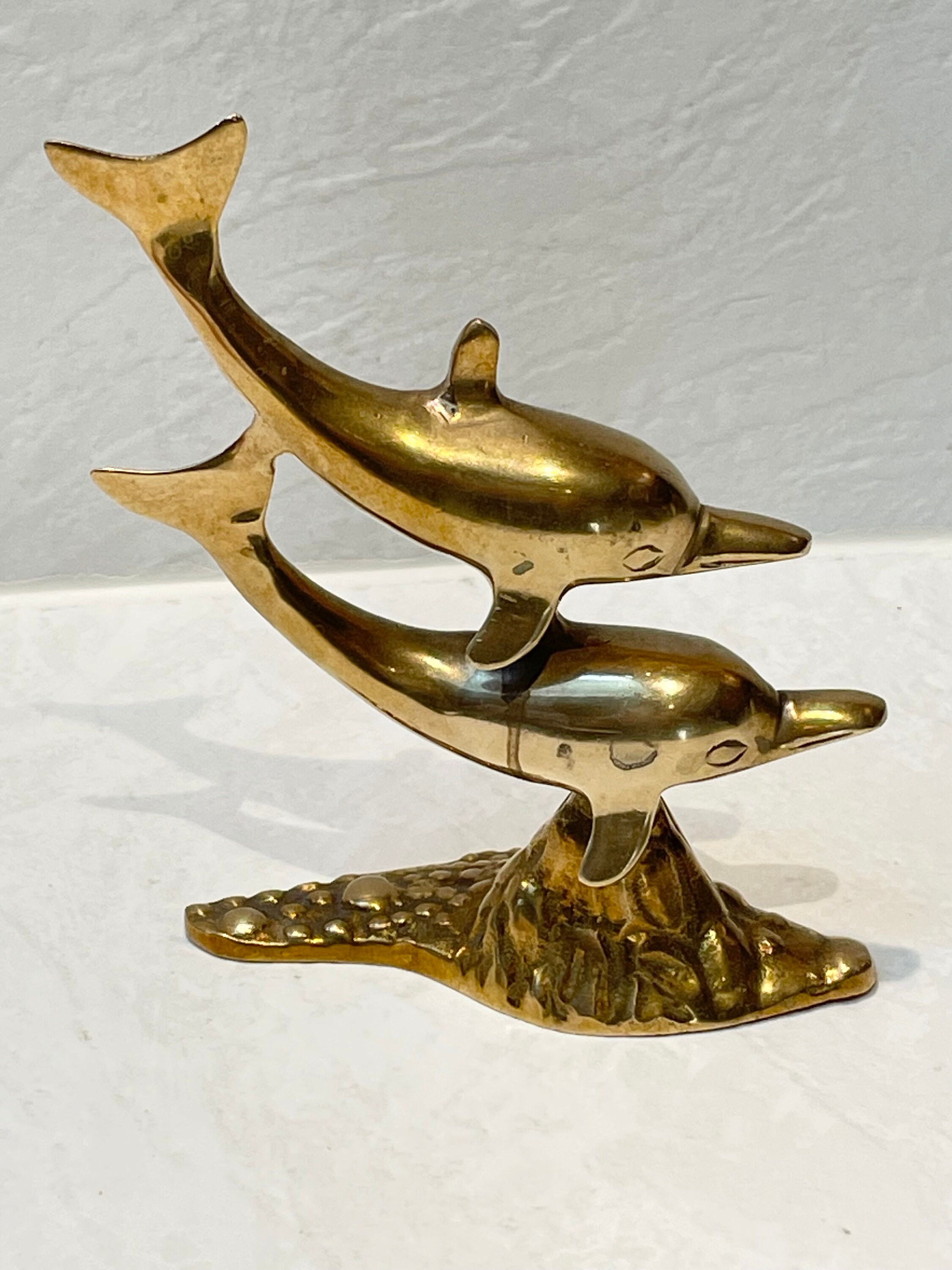 Vintage Brass Swimming Dolphins Figurine Book Shelf Book - Etsy
