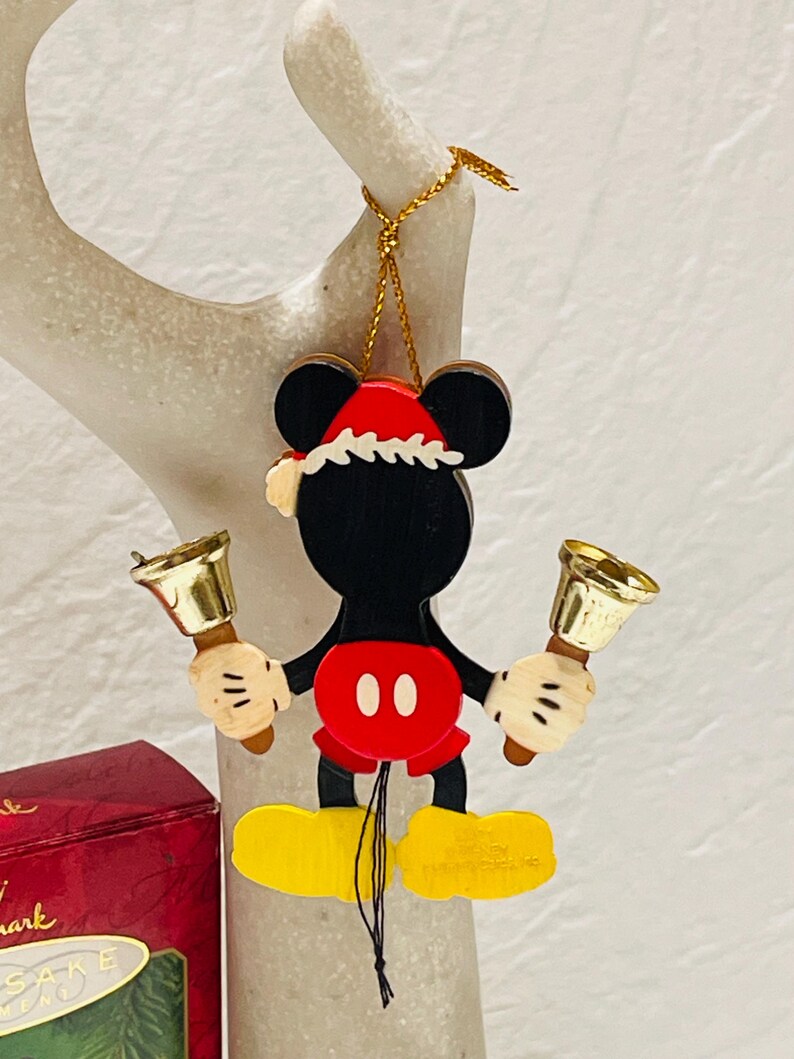 2001 Hallmark Bell Ringing Santa Mickey Mouse Ornament NIB| Christmas ...