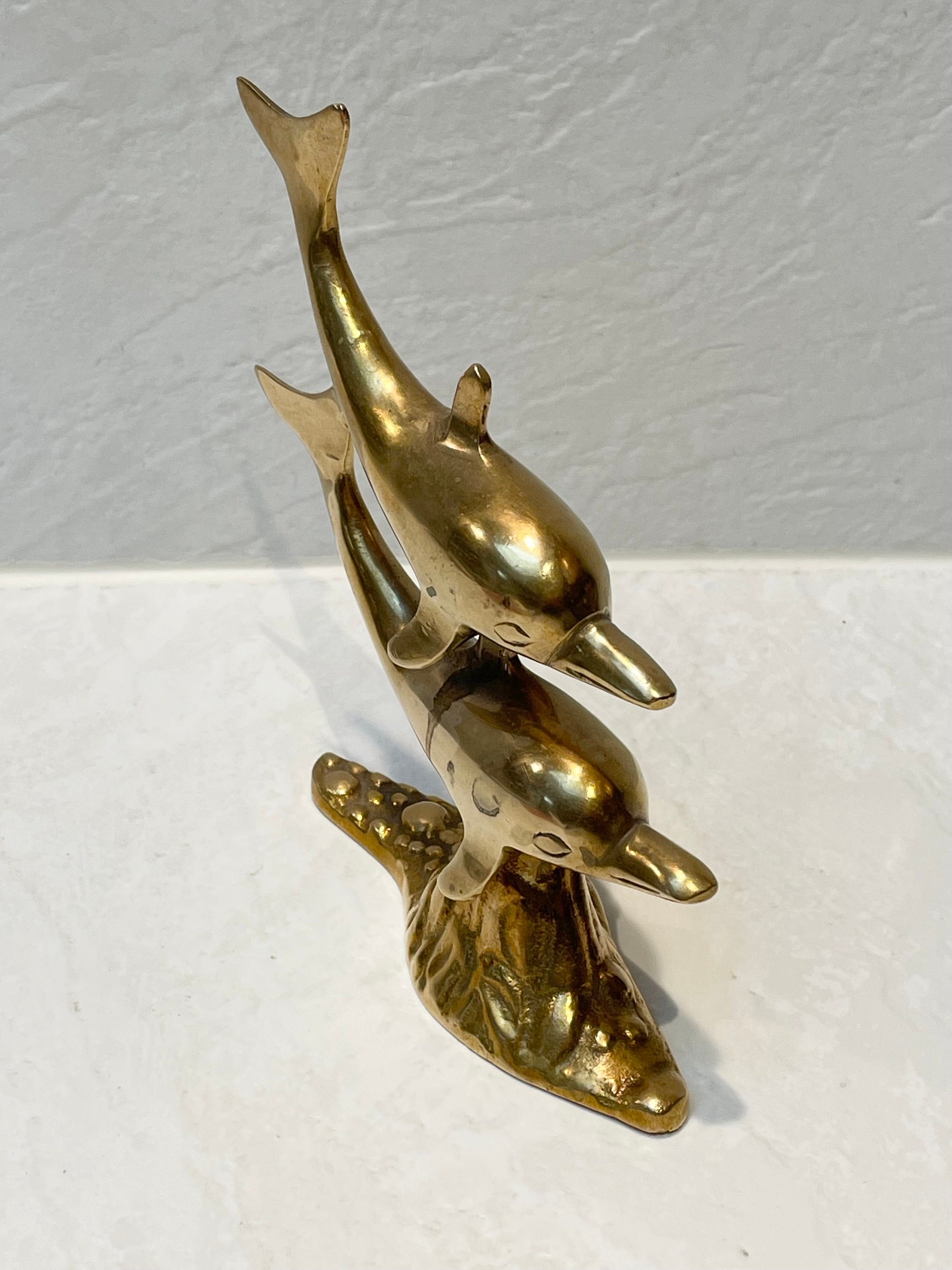 Vintage Brass Swimming Dolphins Figurine Book Shelf Book - Etsy
