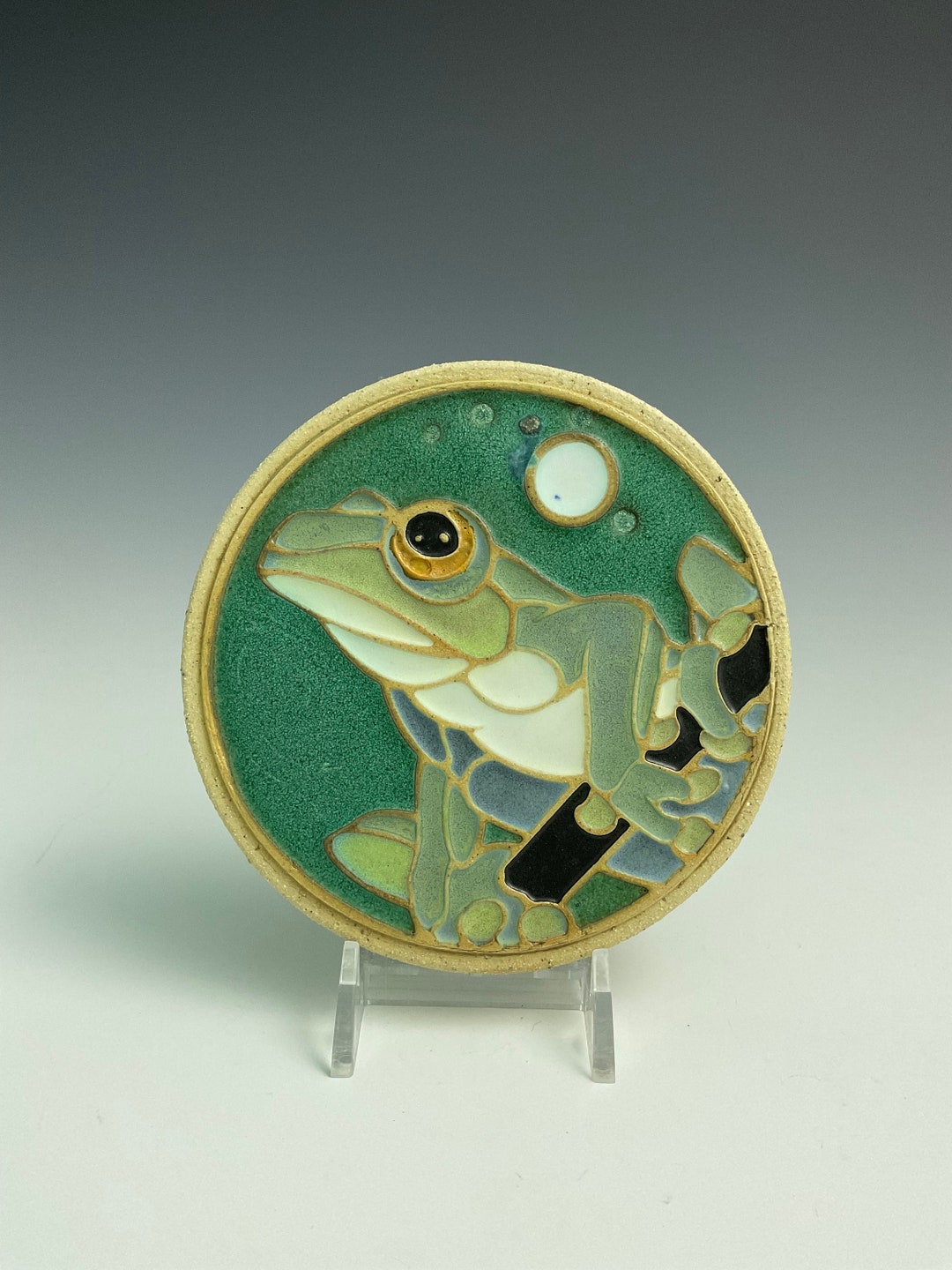 Handmade Ceramic Art Tile, Frog in Twilight - Etsy