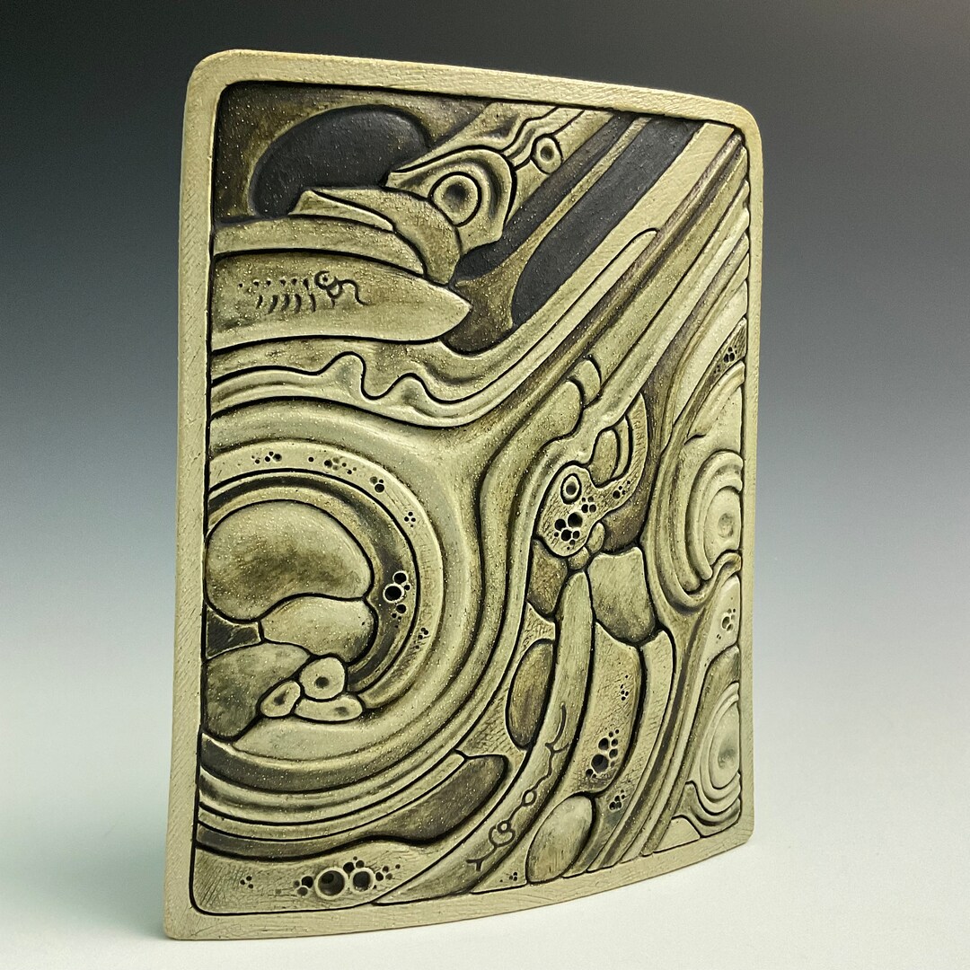 Large Bio Organic Sculpture, Curved Tile, Freestanding Low Relief ...