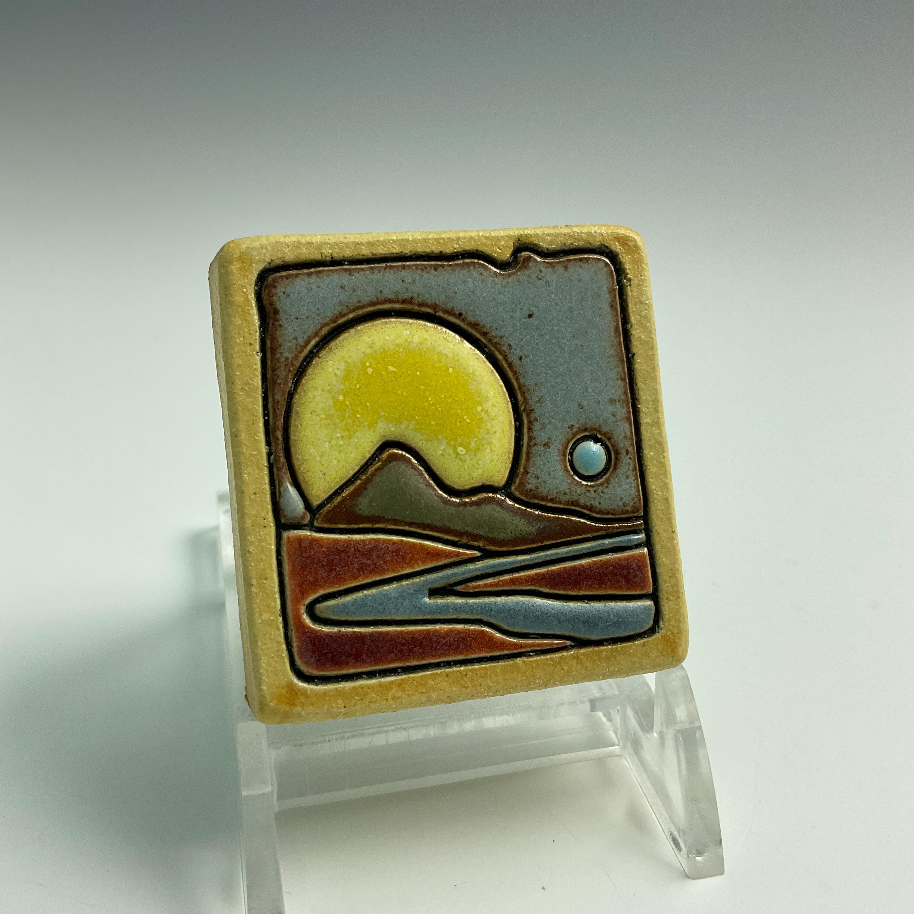 Handmade Ceramic Landscape the Land of Two Suns/ Art Tile - Etsy