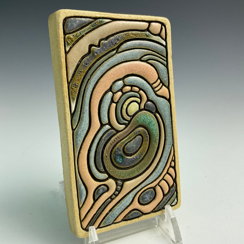 Handmade Ceramic Art Tile, Bioorganic Wood Grain Glazed Tile - Etsy