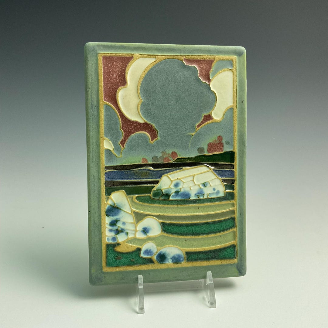 Handmade Ceramic Art Tile, Moody Slides Seascape, Tidepool Cove - Etsy