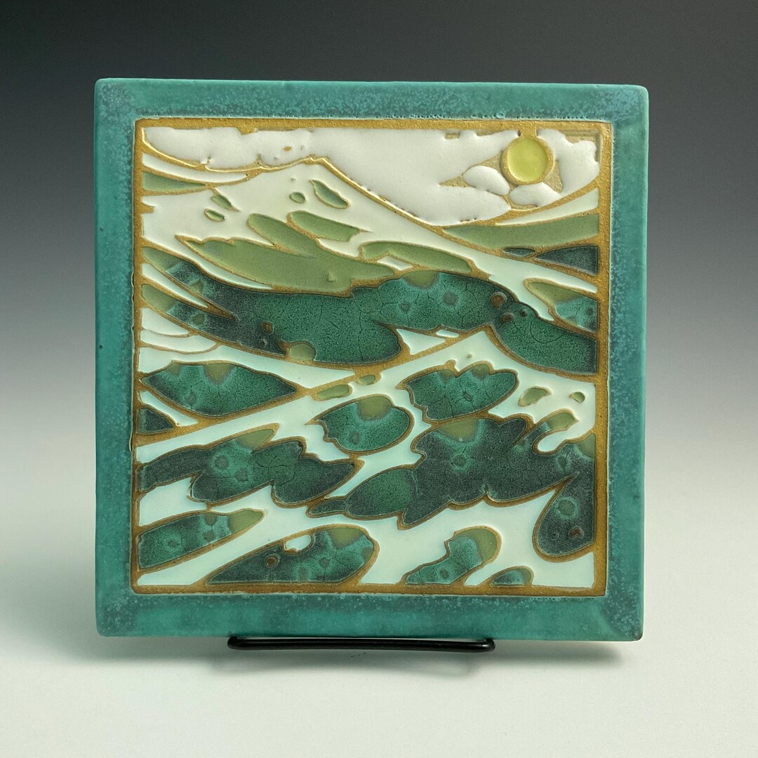 Handmade Ceramic Art Tile, Big Ol’ Wave Scape /seascape - Etsy