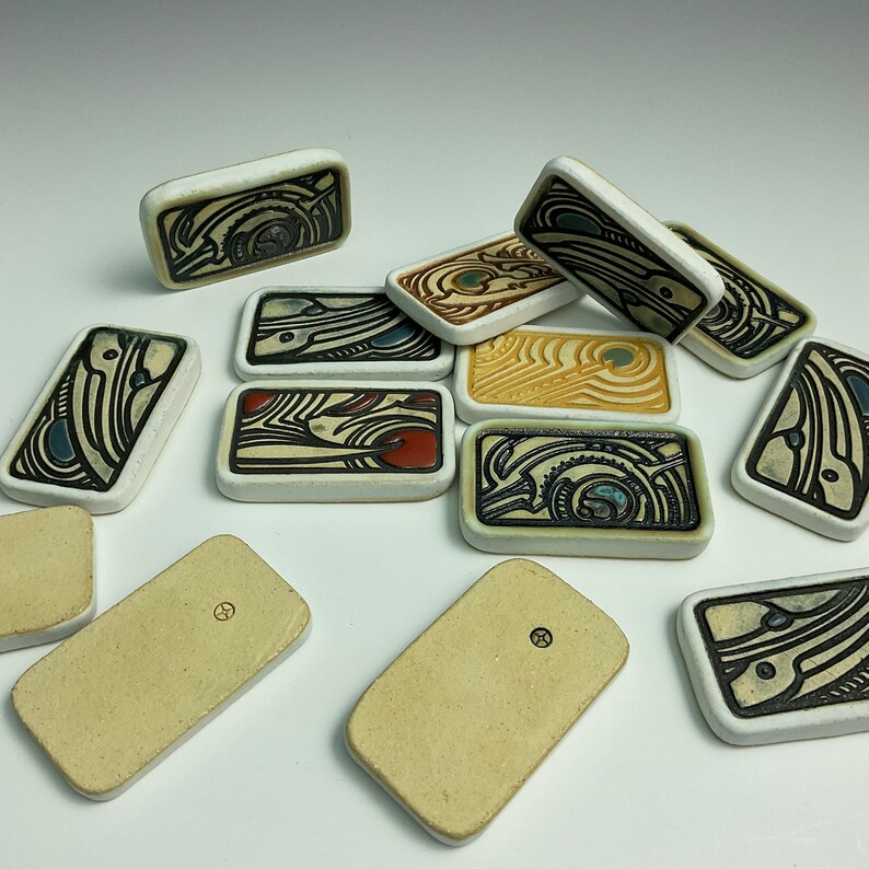 Handmade Ceramic Art Tile, Bio Organic 5 Tile Set - Etsy