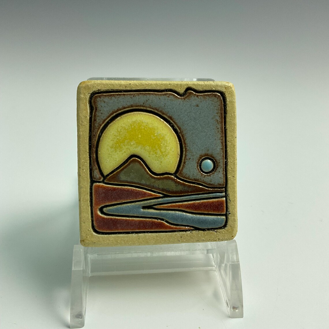 Handmade Ceramic Landscape the Land of Two Suns/ Art Tile - Etsy