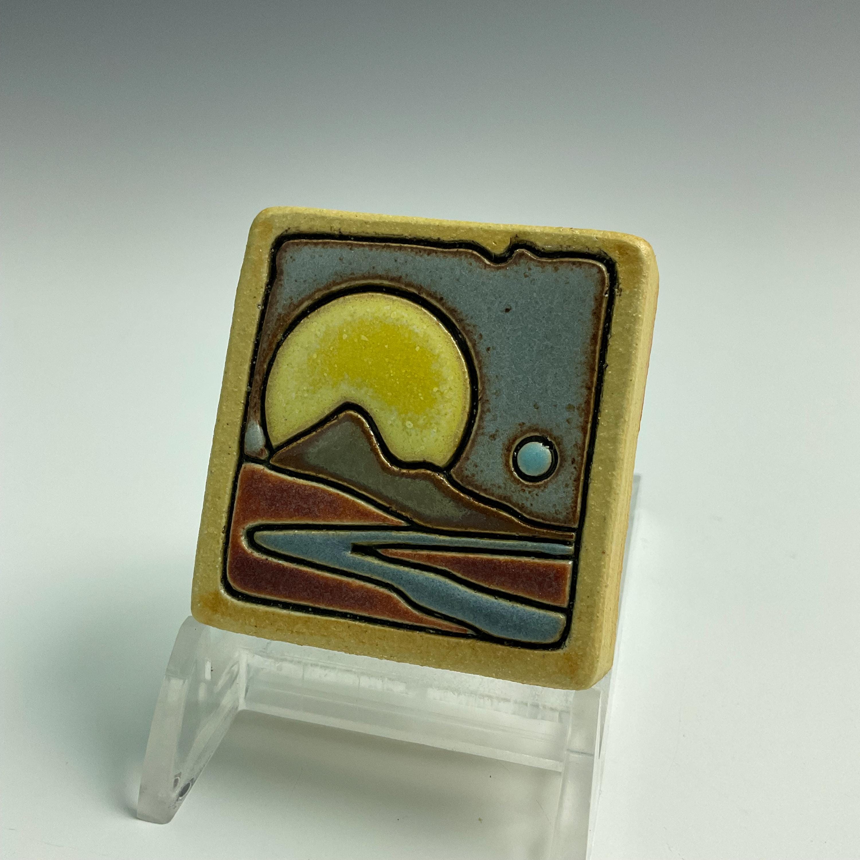 Handmade Ceramic Landscape the Land of Two Suns/ Art Tile - Etsy