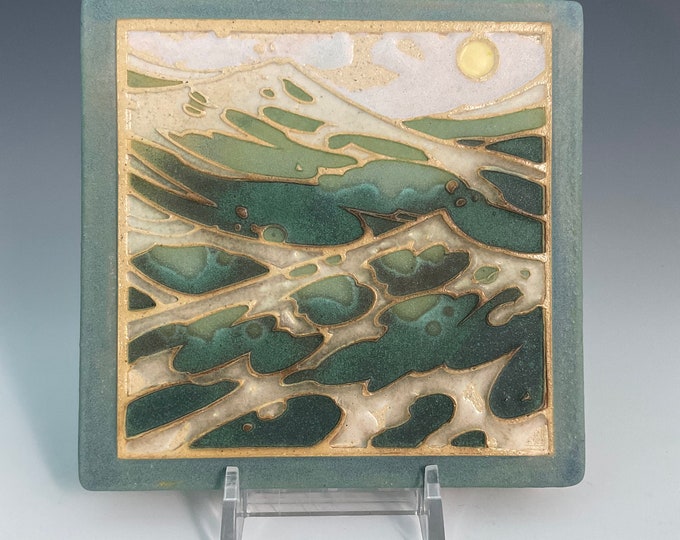 Handmade Ceramic Art Tile Wave Scape /seascape - Etsy