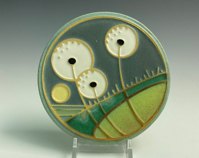Handmade Ceramic Art Tile, Dandelion Meadow - Etsy