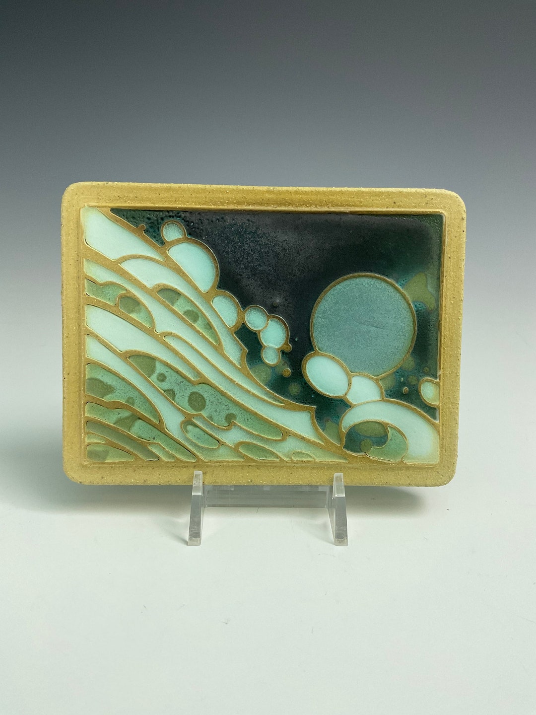 Handmade Ceramic Art Tile, Wave Scape /seascape - Etsy