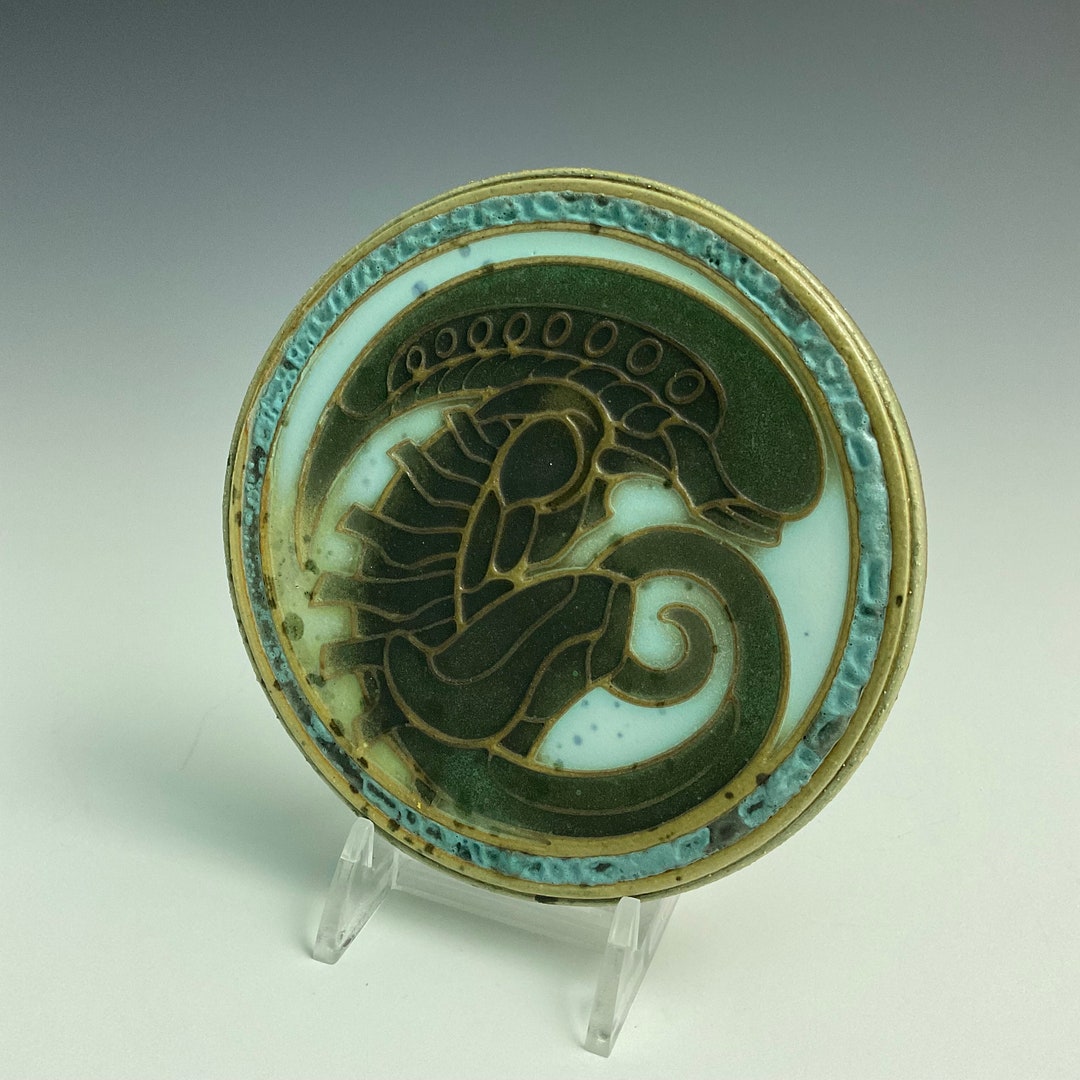 Handmade Ceramic Alien/ Green Patina Xenomorph Art Tile - Etsy