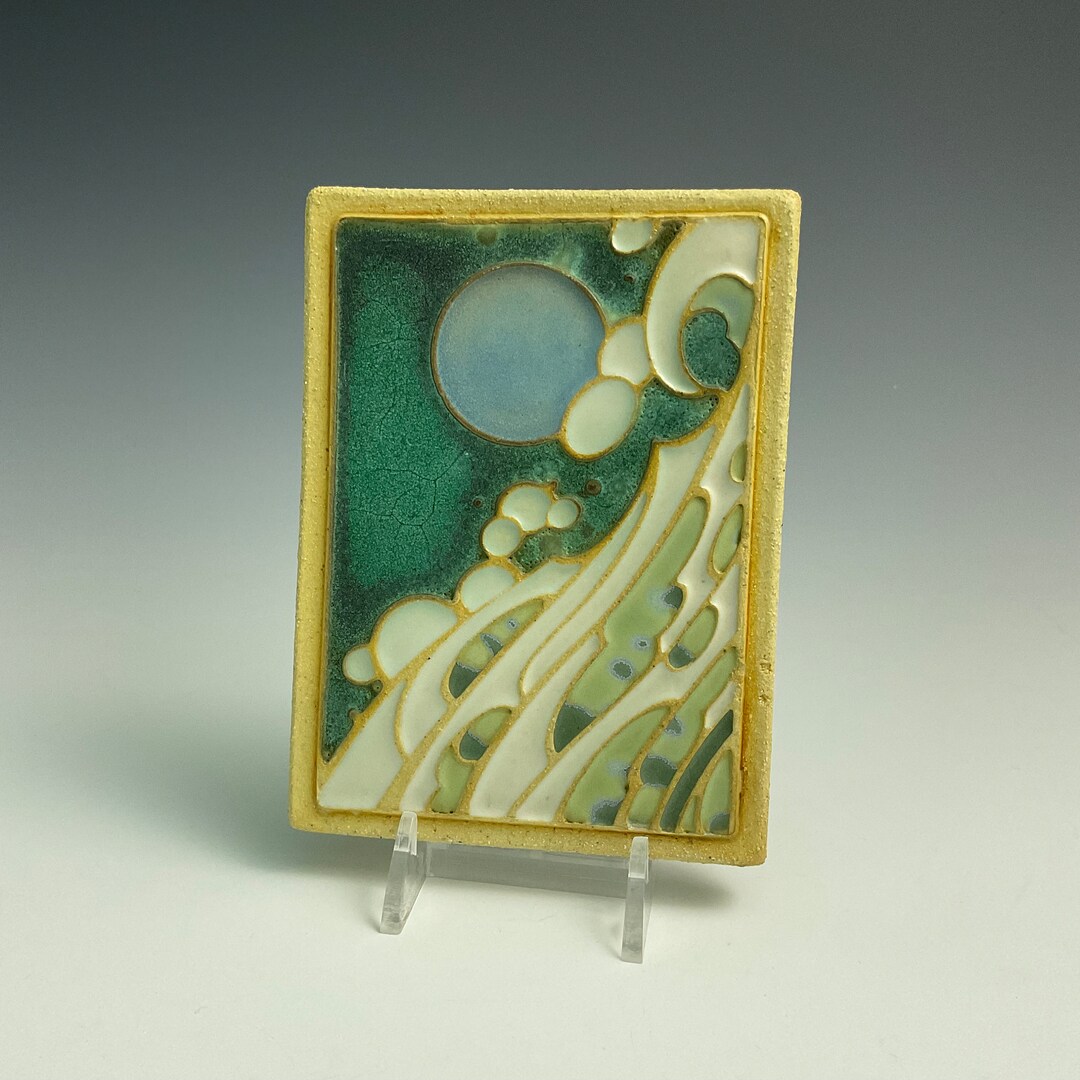 Handmade Ceramic Art Tile, Wave Scape /seascape/vertical - Etsy