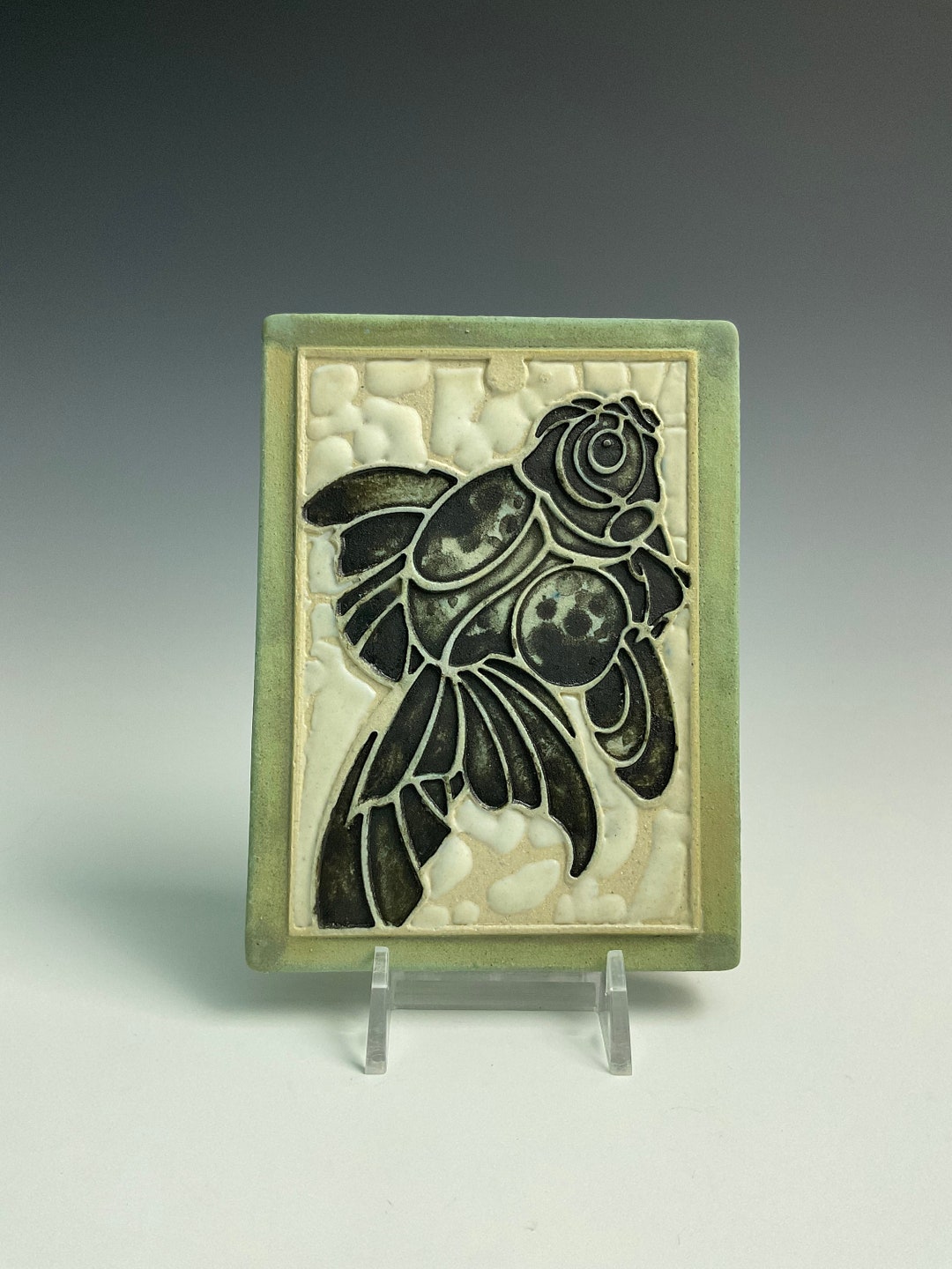 Handmade Ceramic Art Tile, the Black Moor /goldfish /variant - Etsy