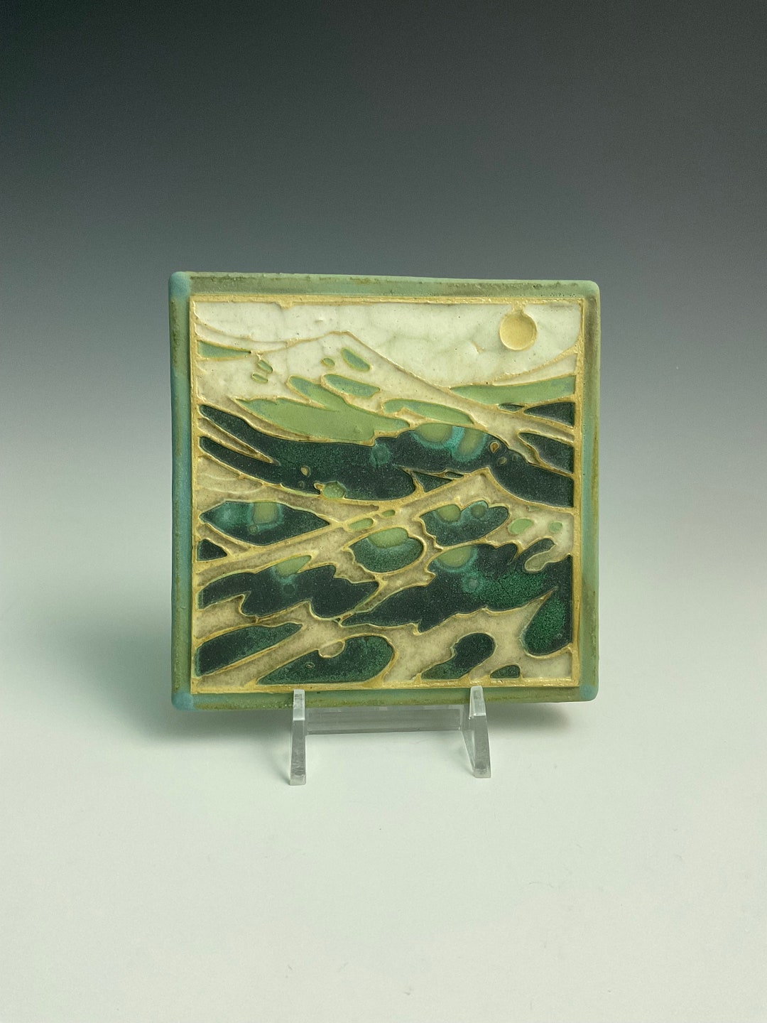 Handmade Ceramic Art Tile, Wave Scape /seascape - Etsy