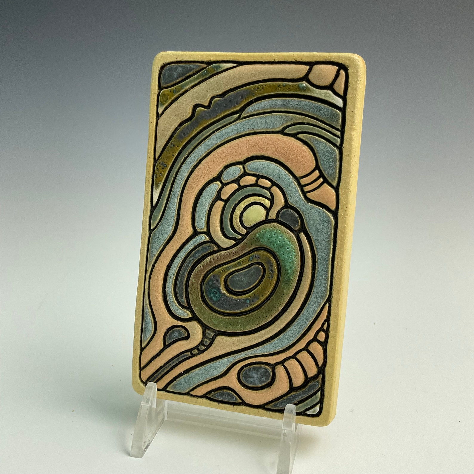 Handmade Ceramic Art Tile/ Bioorganic Wood Grain Art Tile - Etsy