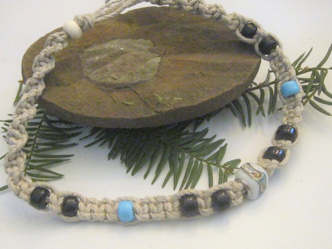 Hemp Choker Necklace, Beaded Hemp Necklace, Hemp Jewelry - Etsy