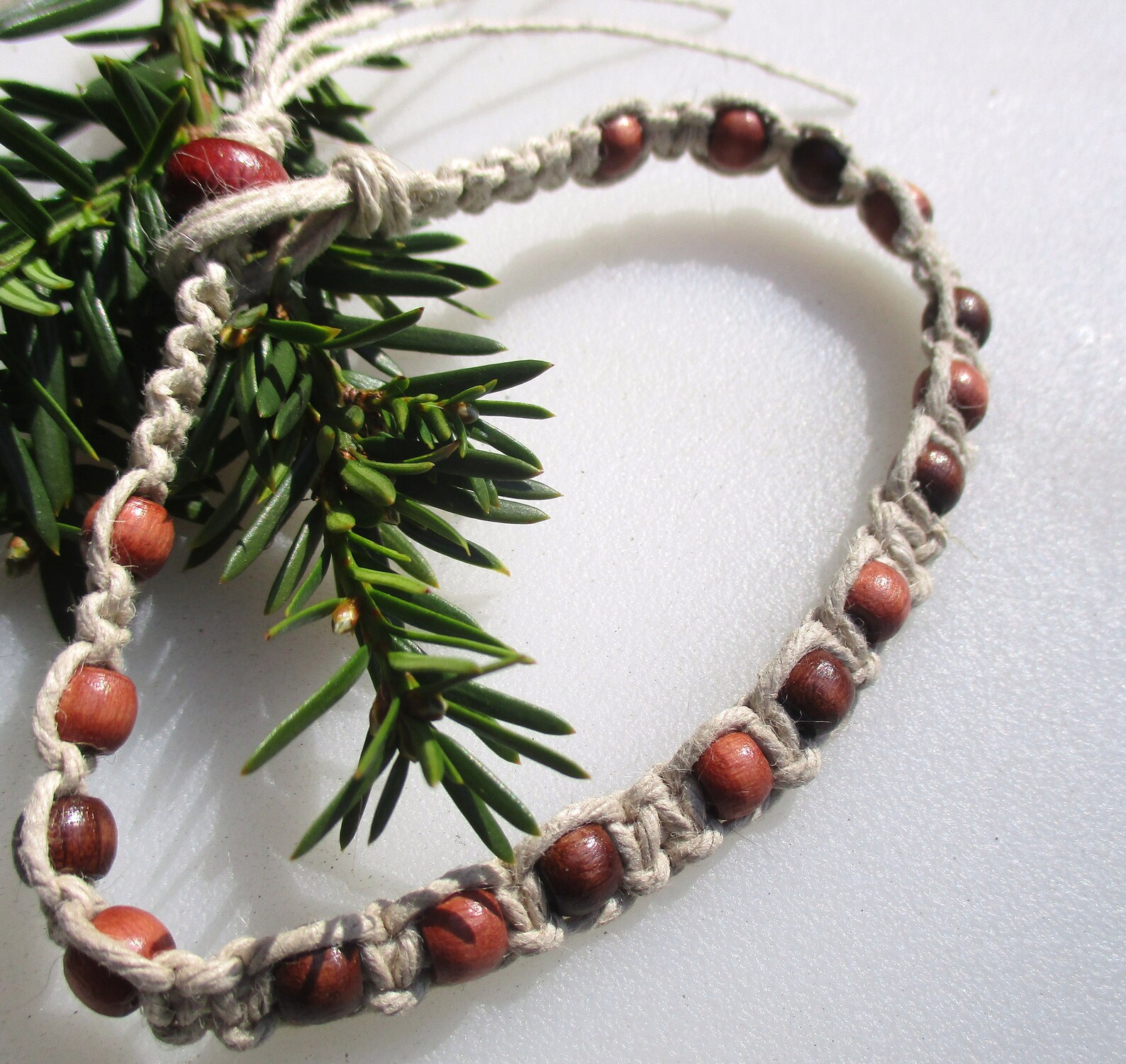 Hemp Necklace, Thin Hemp Choker, Wooden Beaded Hemp, Hemp Jewelry - Etsy