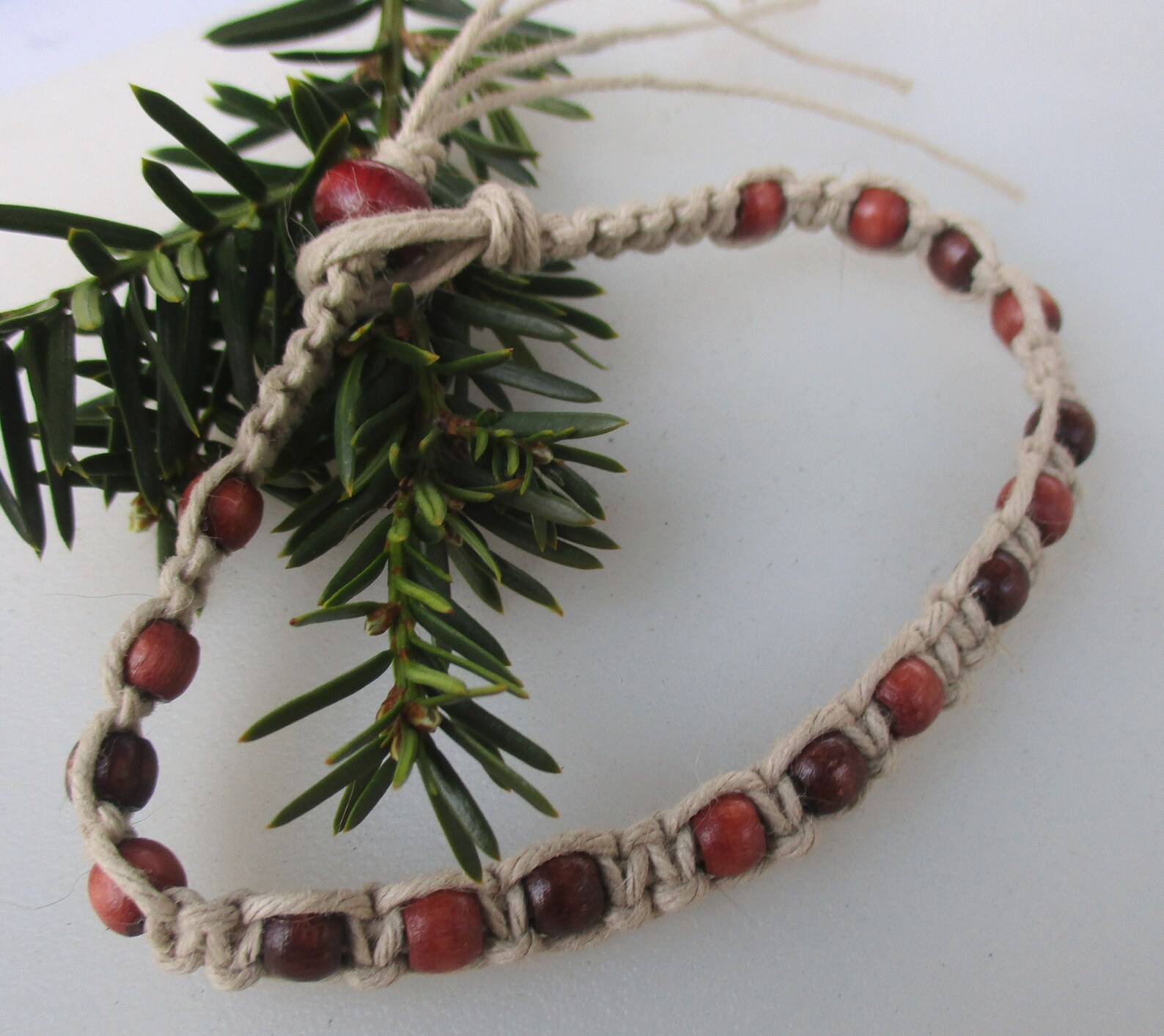 Hemp Necklace, Thin Hemp Choker, Wooden Beaded Hemp, Hemp Jewelry - Etsy