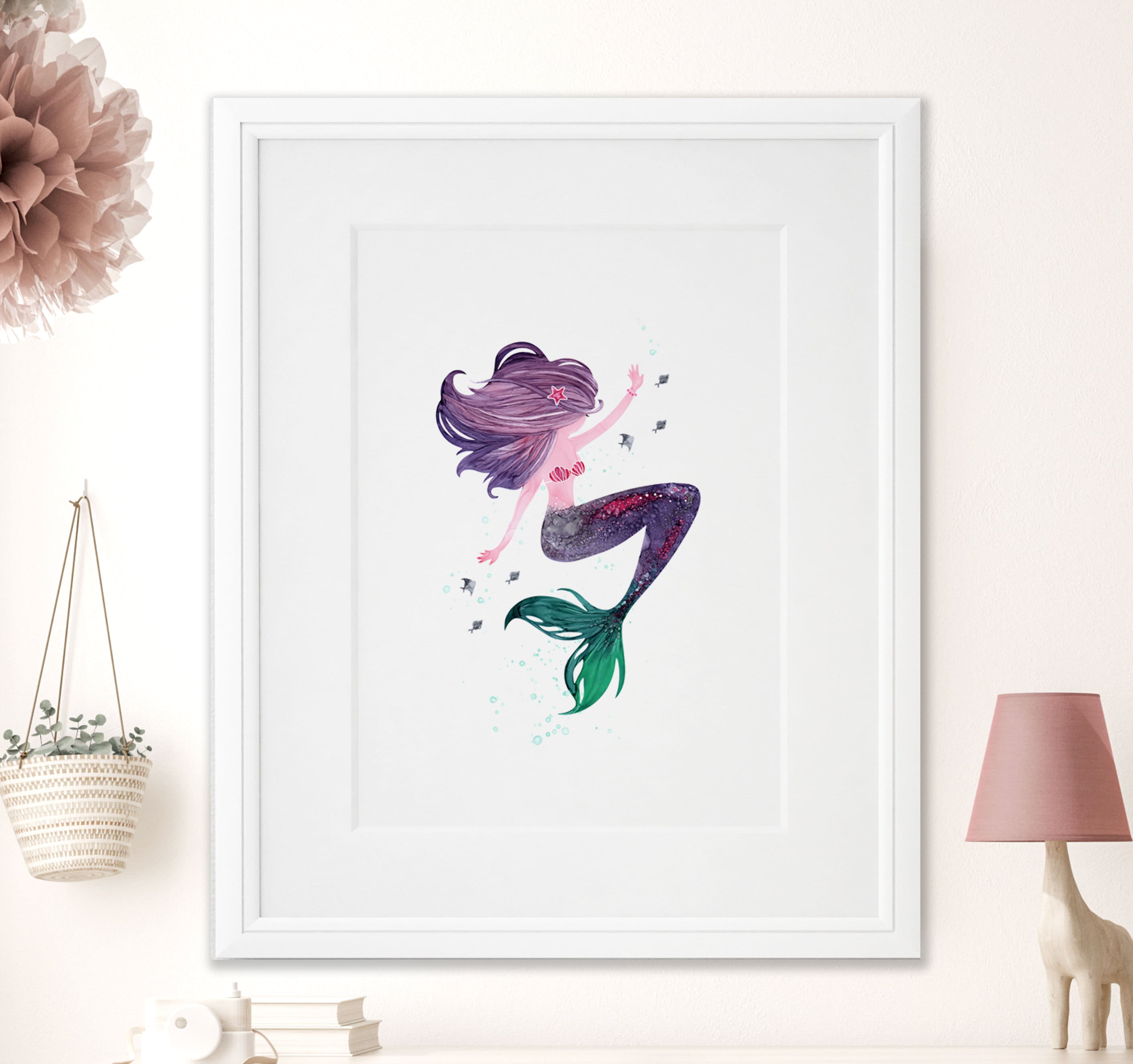Mermaid Pink Purple Teal Poster Mermaid Abstract Alcohol | Etsy