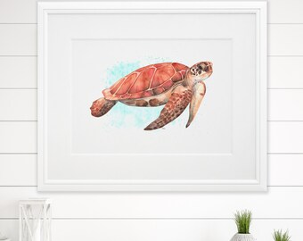Sea Turtle Wall Art Print 8x10 Beach Wall Decor - Etsy