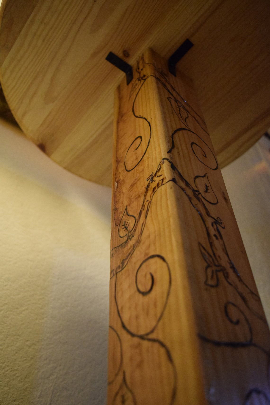 HANDMADE Wood Table Accent Table Custom Engraved Table Wood Burned ...