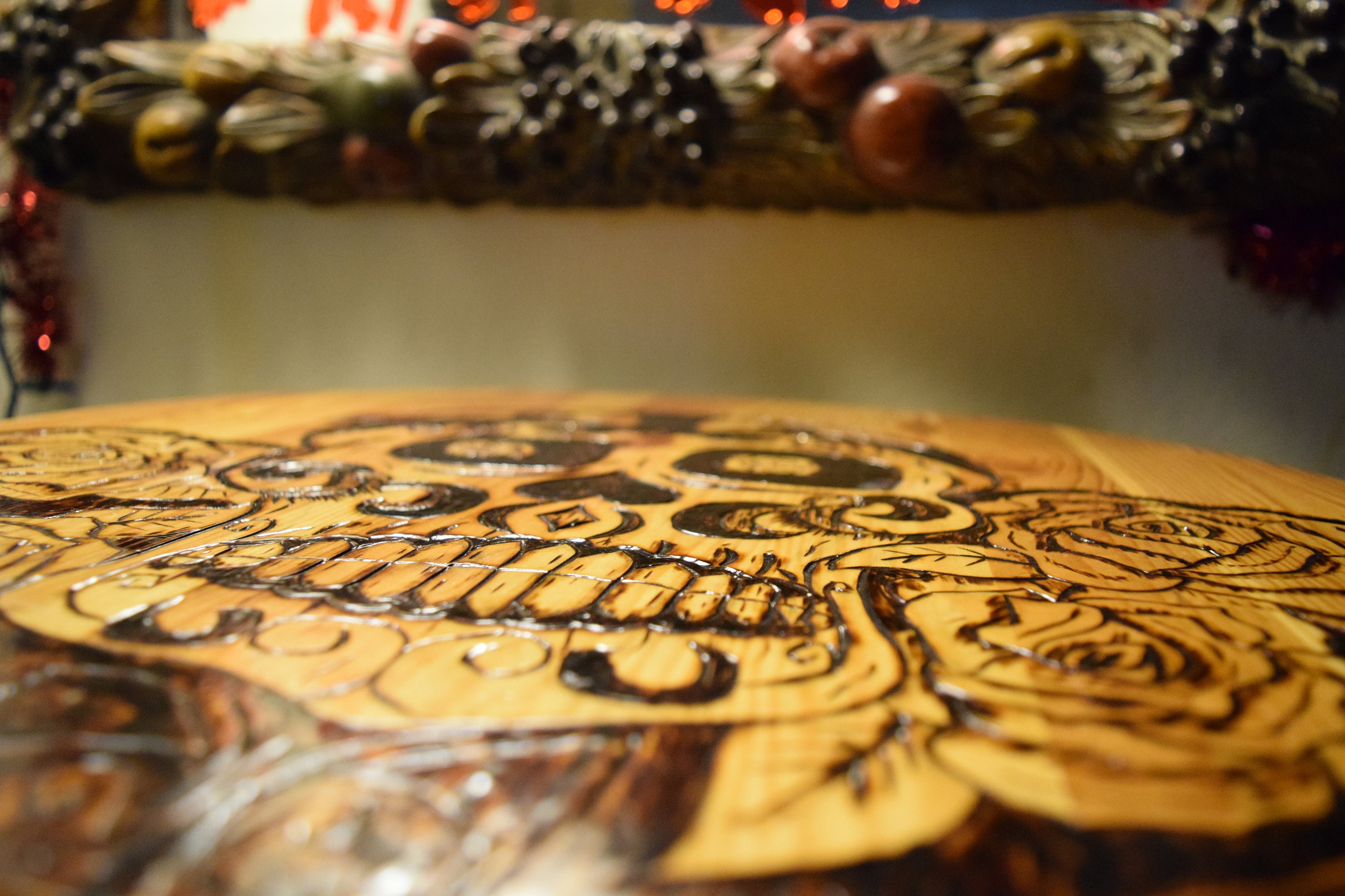 HANDMADE Wood Table Accent Table Custom Engraved Table Wood Burned ...