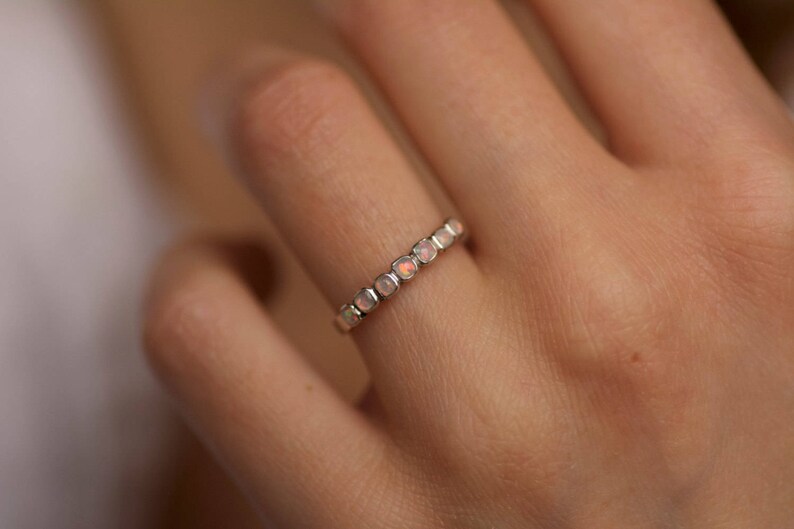 White Opal Band Ring. Opal Ring. Gold Opal Ring. Opal Ring Rose Gold. Opal Wedding Band. Opal ...