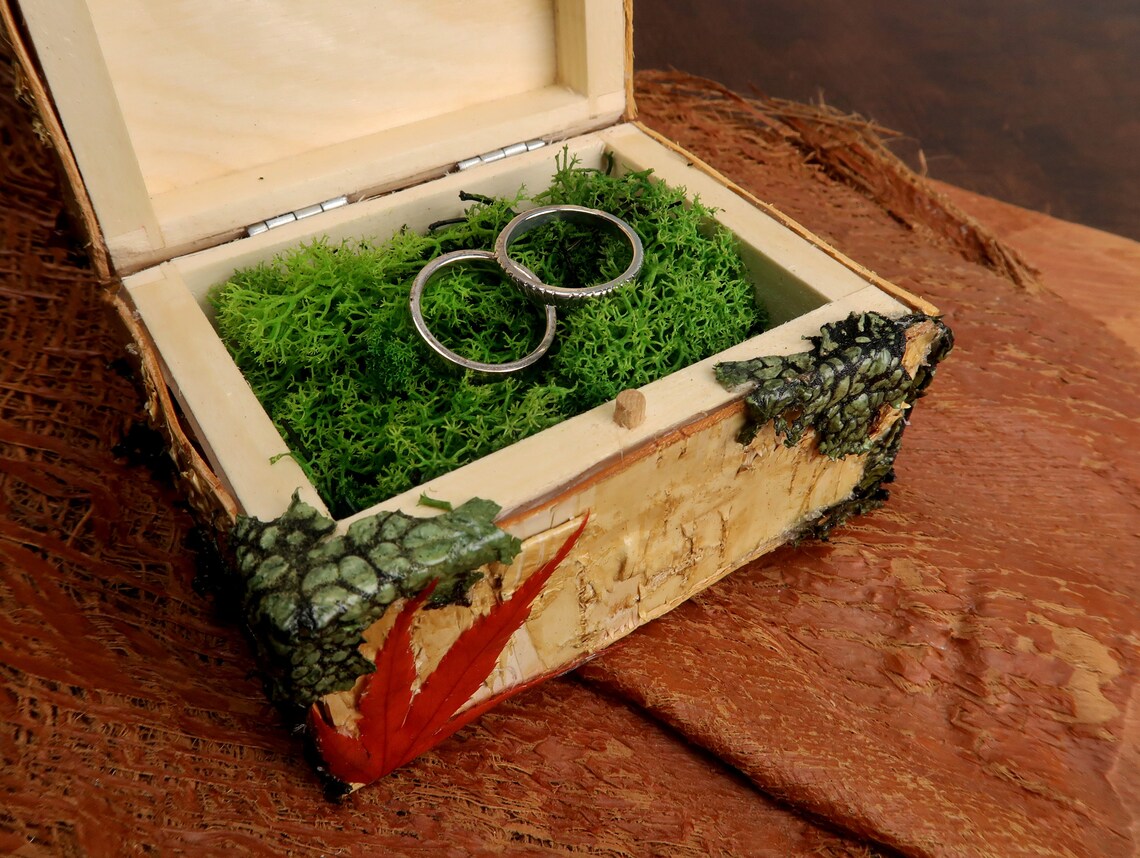 Fall Wedding Rustic Rings Box Woodland Style Birch Bark - Etsy