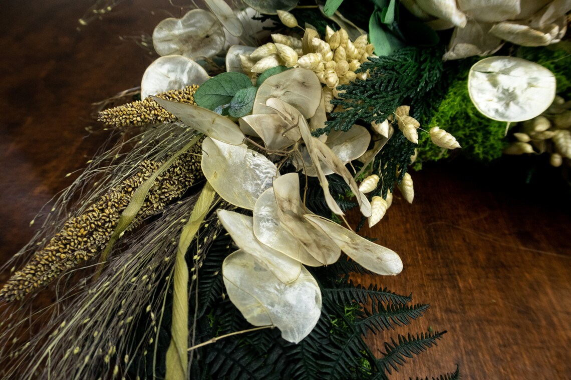 Boho Rustic Wreath With Feathers and Ribbons Preserved Moss - Etsy