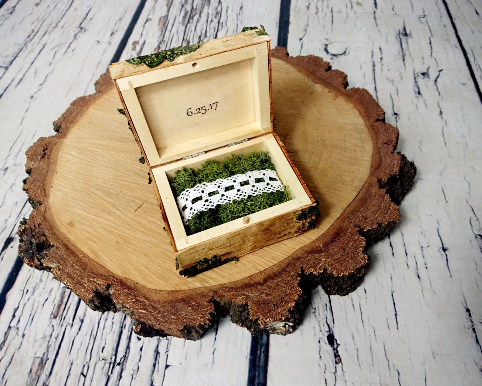 Fall Wedding Rustic Rings Box Woodland Style Birch Bark | Etsy